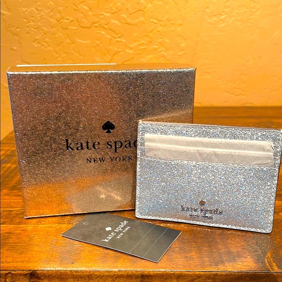 kate spade | Bags | Low Startnwt Kate Spade Silver Glitter Card Holder ...